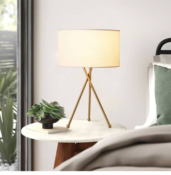Trilornaa Drum Shade Tripod Table Lamp | Screed