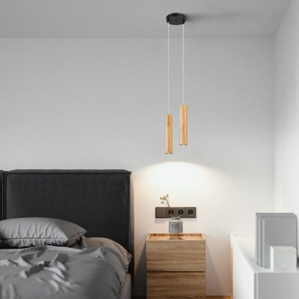 Frejre Minimalist Wood Long Tube Hanging Pendant Light | Screed