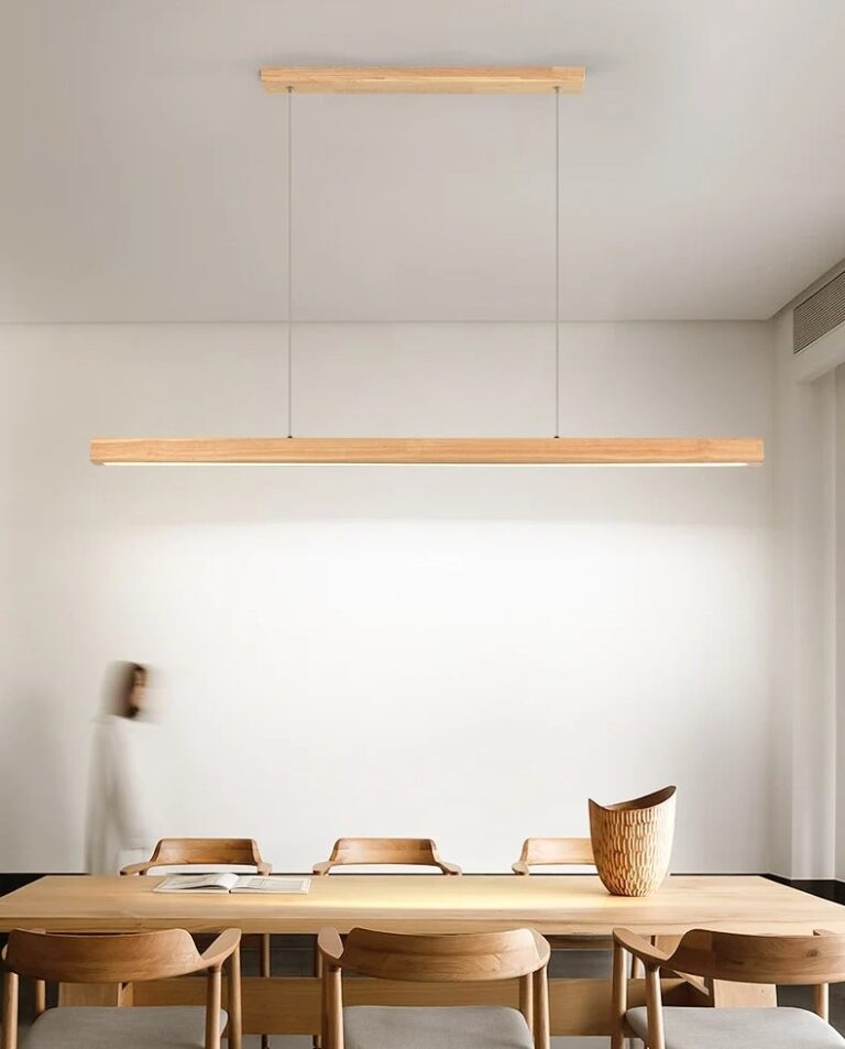 Reetohn Rectangular Slim Wood Linear Pendant Light | Screed