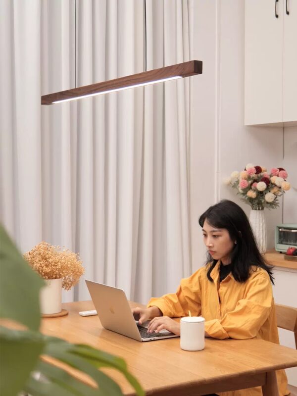 Reetohn Rectangular Slim Wood Linear Pendant Light | Screed