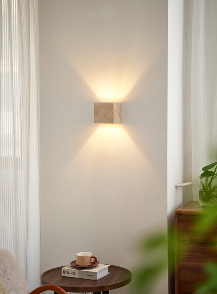 Cabanoka Travertine Stone Cube Wall Light | Screed